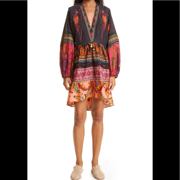 FARM Rio | Dresses | Farm Rio Mix Patchwork Longsleeve Minidress | Poshmark
